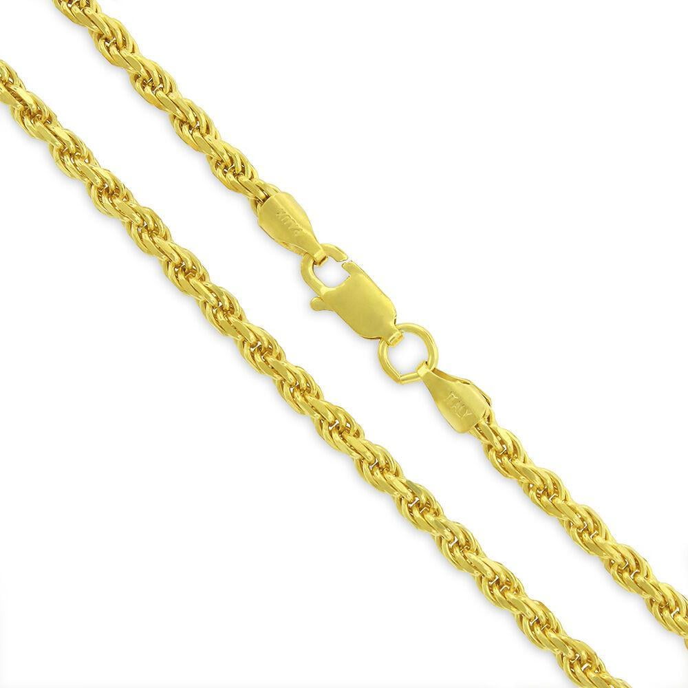 Solid 14K Gold Vermeil Sterling Silver Rope Diamond-Cut Necklace Chains ...
