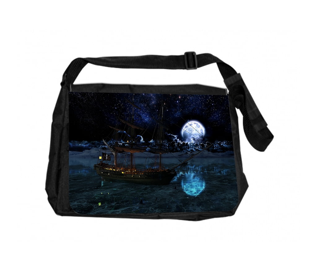 Pirate Ship Large Black School Shoulder Messenger Bag - Walmart.com