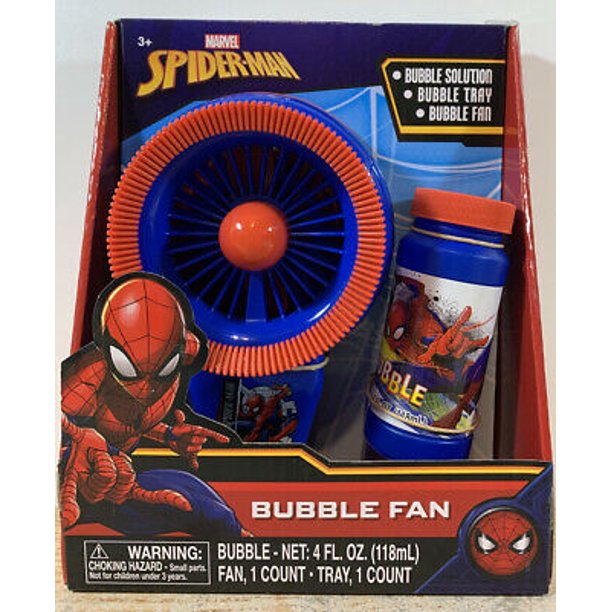 Marvel Avengers Spiderman Spider-Man Bubble Fan with 4 Ounces of ...