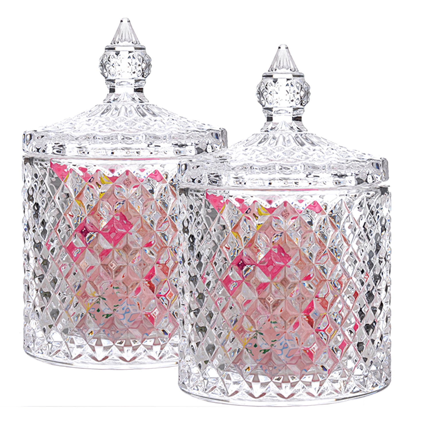 Saim Crystal Glass Candy Dish with Lid, Multipurpose Candy Storage Jar ...