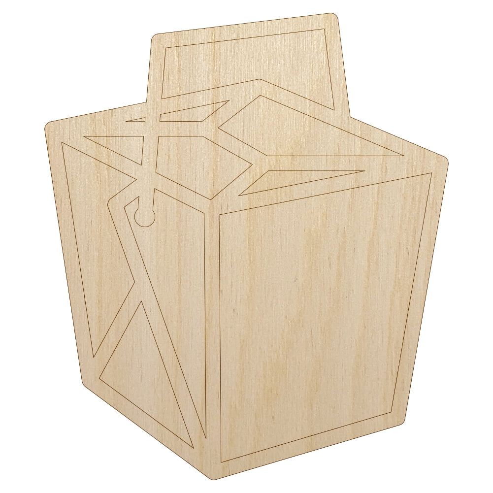 Chinese Food Take Out Box Closed Wood Shape Unfinished Piece Cutout ...