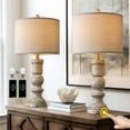 Oneach 3 Way Dimmable Table Lamp Set of 2 with USB Ports 24.75" Resin ...
