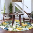 Botanical Lemon Round Area Rug 6 FT, Non Slip Bedroom Rugs, Watercolor ...