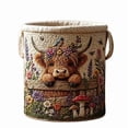 Cow Floral Fabric Storage Basket, Quilted Embroidery Texture, Sturdy ...