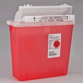 Medline Sharps Disposal Container, Red, 5qt, Wall-Mount, Curved Lid, 1 ...