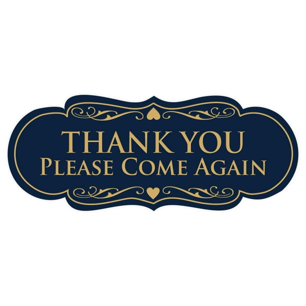 Designer THANK YOU Please Come Again Sign - Blue / Gold - Large ...