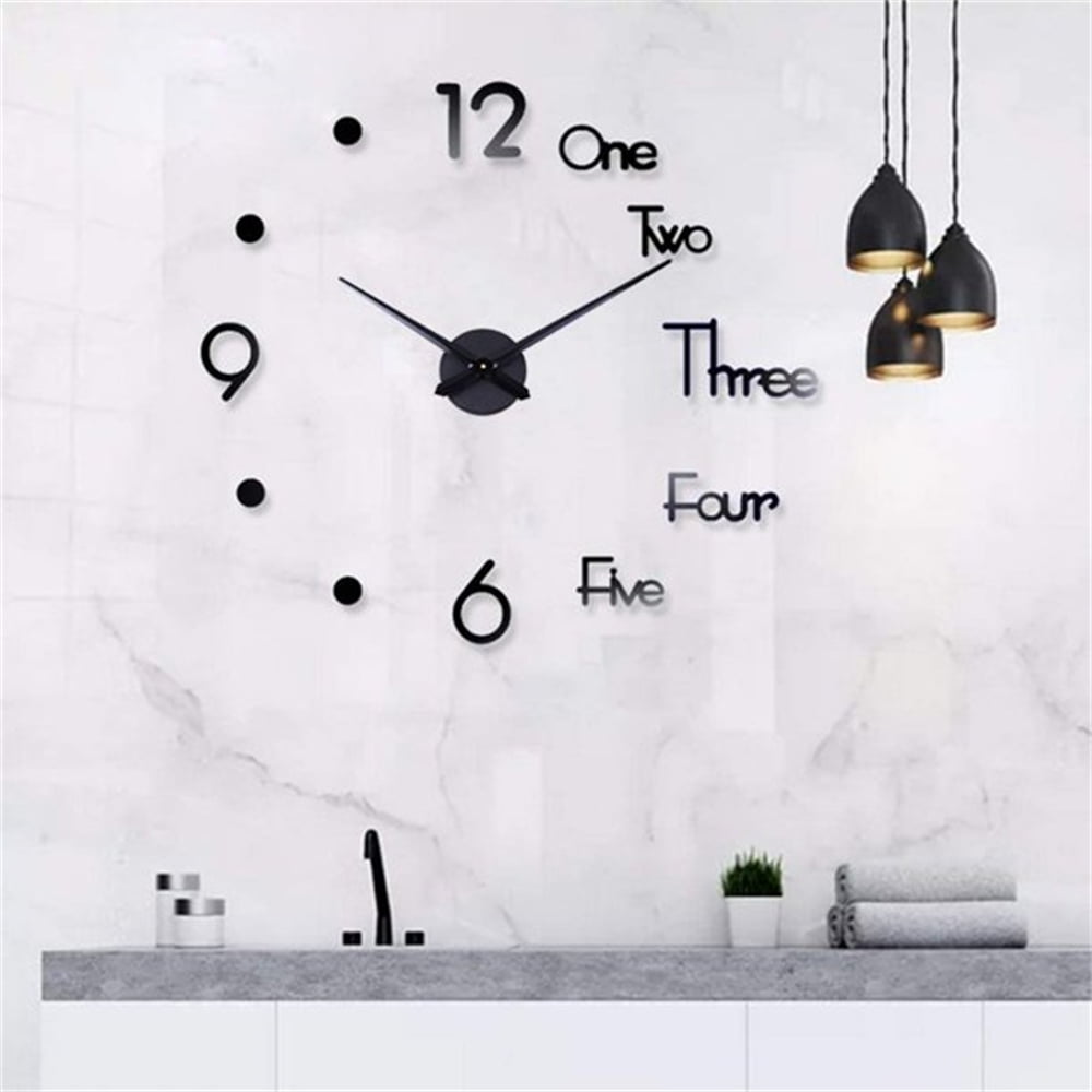 Chok Modern Frameless DIY Wall Clock Large 3D Wall Watch Mirror Numbers ...