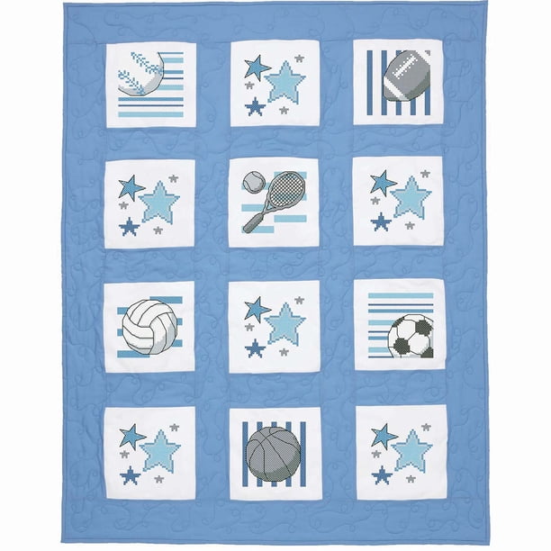 Herrschners® Ultimate Sports Quilt Blocks Stamped Cross-Stitch ...