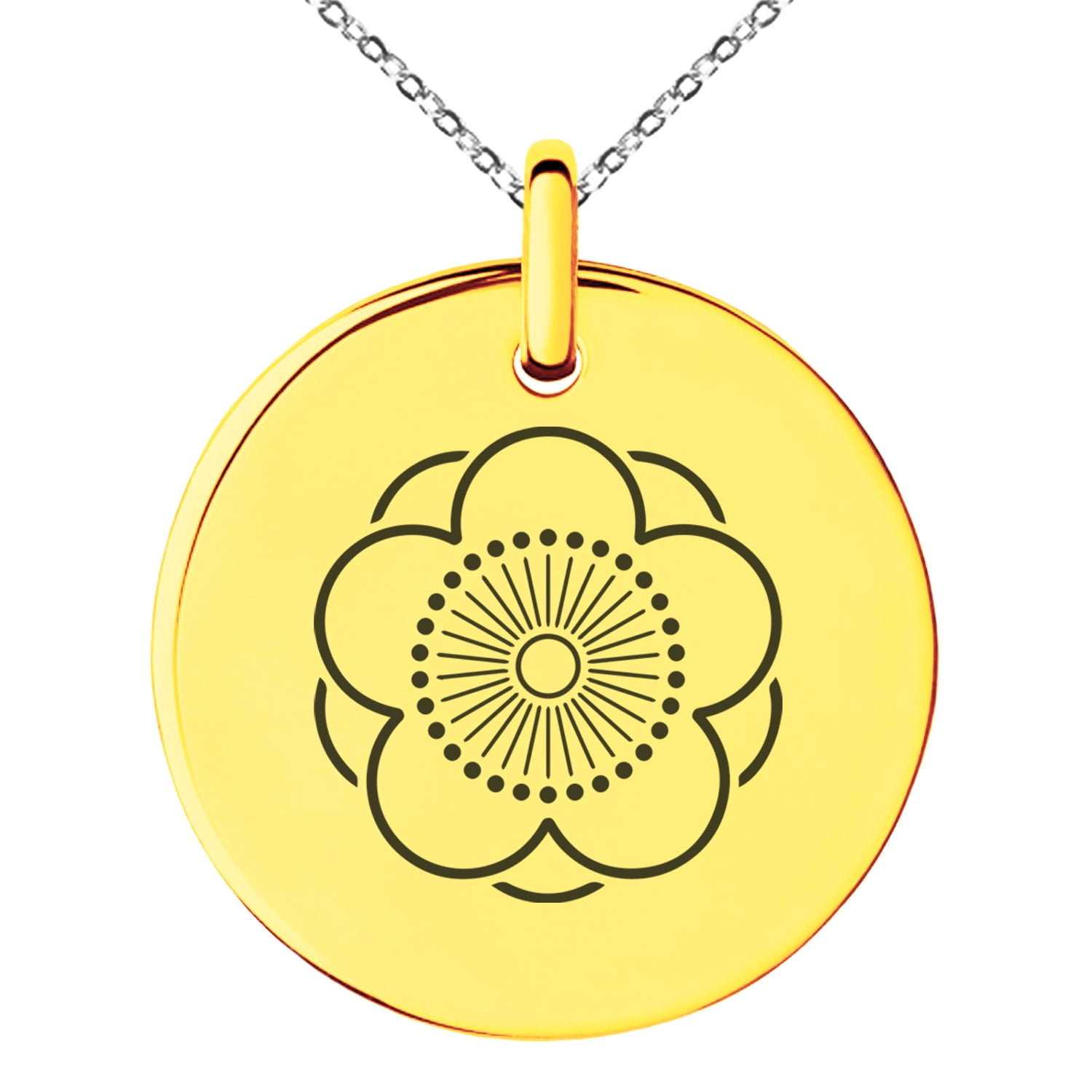 Stainless Steel Kage Yae Mukou Ume Kamon Crest Engraved Small Medallion ...