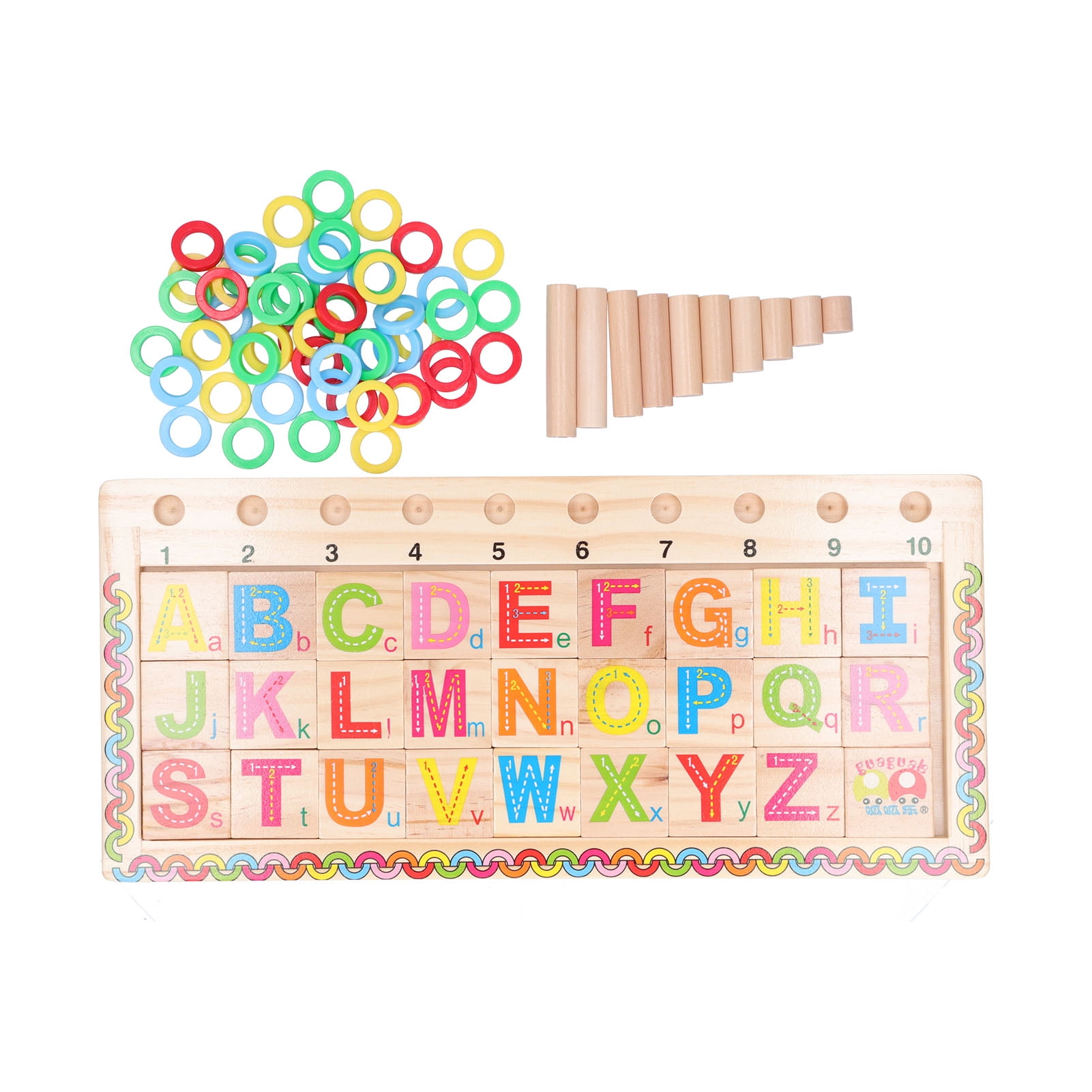 Tablero a juego del alfabeto, juguete educativo de madera para niños ...
