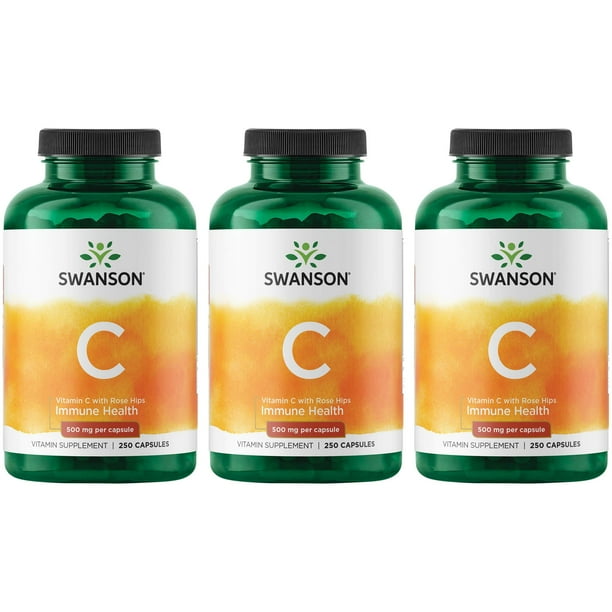 Swanson C-500 - Vitamin C with Rose Hips 500 mg 250 Caps 3 Pack ...