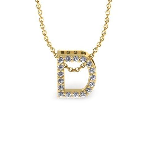 SuperJeweler D Initial Necklace in 14 Karat Yellow Gold With 17 ...