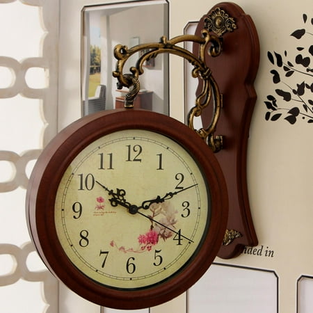 Creative Double Sided Wall Clock Art Clock Decorative Hanging Clocks ...