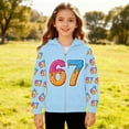Girls Cartoon Print Zip Up Hooded Jacket Long Sleeve Outerwear Casual ...