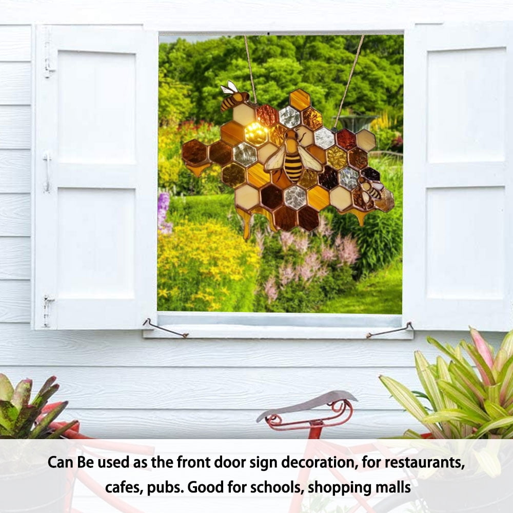 Buy MTFun Protect Honey Suncatchers, Stained Glass Window Hanging ...