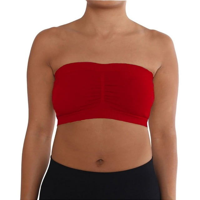 Lavra Womens Plus Size Strapless Padded Bra Bandeau Tube Top Removable