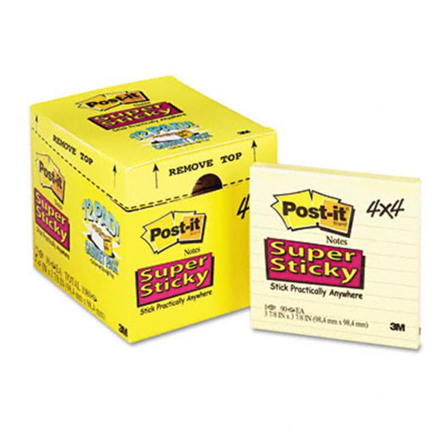 3M 67512SSCP Super Sticky Notes 4 x 4 Canary Yellow 12 90-Sheet Pads ...