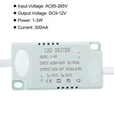 Uxcell 1-3W 300mA LED Driver AC 85-265V Output 9-12V DC Male Connector Transformer 3pcs ...