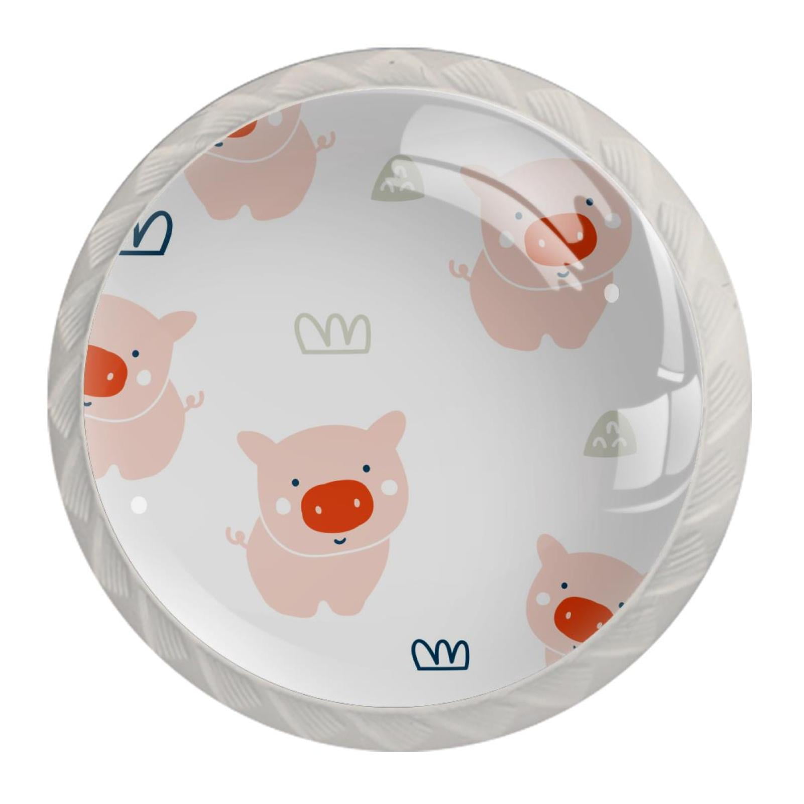 4 Pcs Pink Pigs and Crown Knobs for Kitchen Cabinet Cupboard Dresser ...