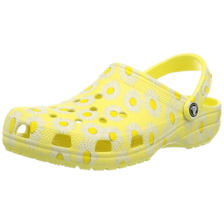 Crocs Men's and Women's Classic Graphic Clog, Yellow Daisy, 12 Women ...