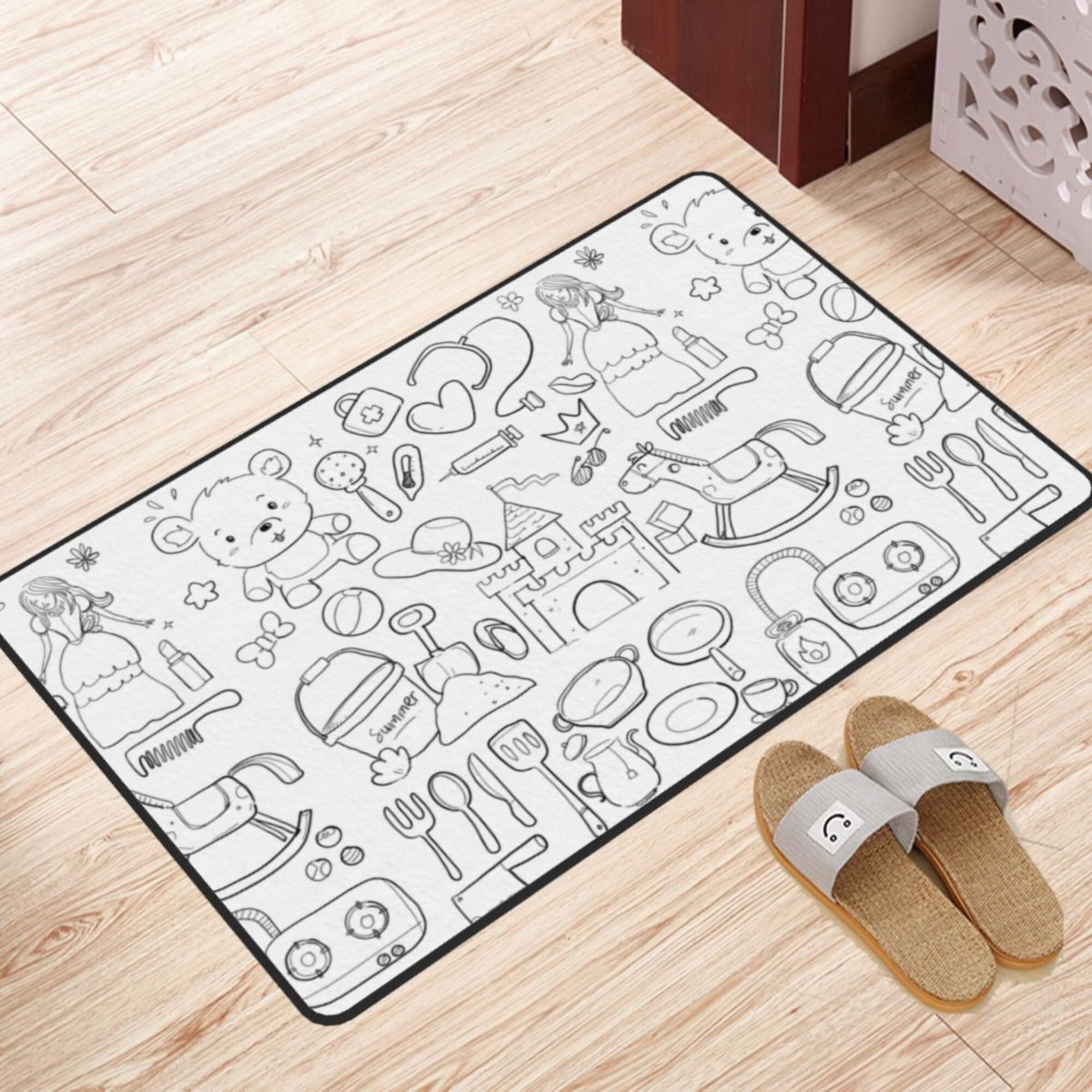 ZICANCN Area Rugs Doormat , Baby Hand Sketch Facecloth Non-Slip Floor ...
