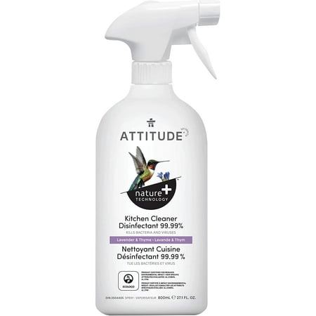 ATTITUDE Kitchen Cleaner, 99.99% Disinfectant Spray for Countertops ...