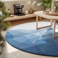 Blue Abstract Mountain 4FT Round Area Rugs Color Blocks Gradual Soft ...