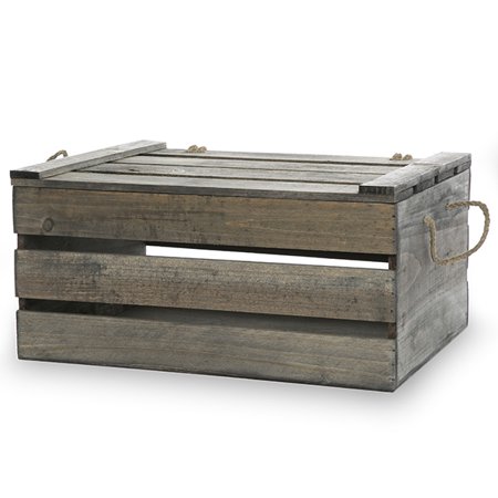 Wooden Crate Storage Box with Lid - Large 15in - Walmart.com