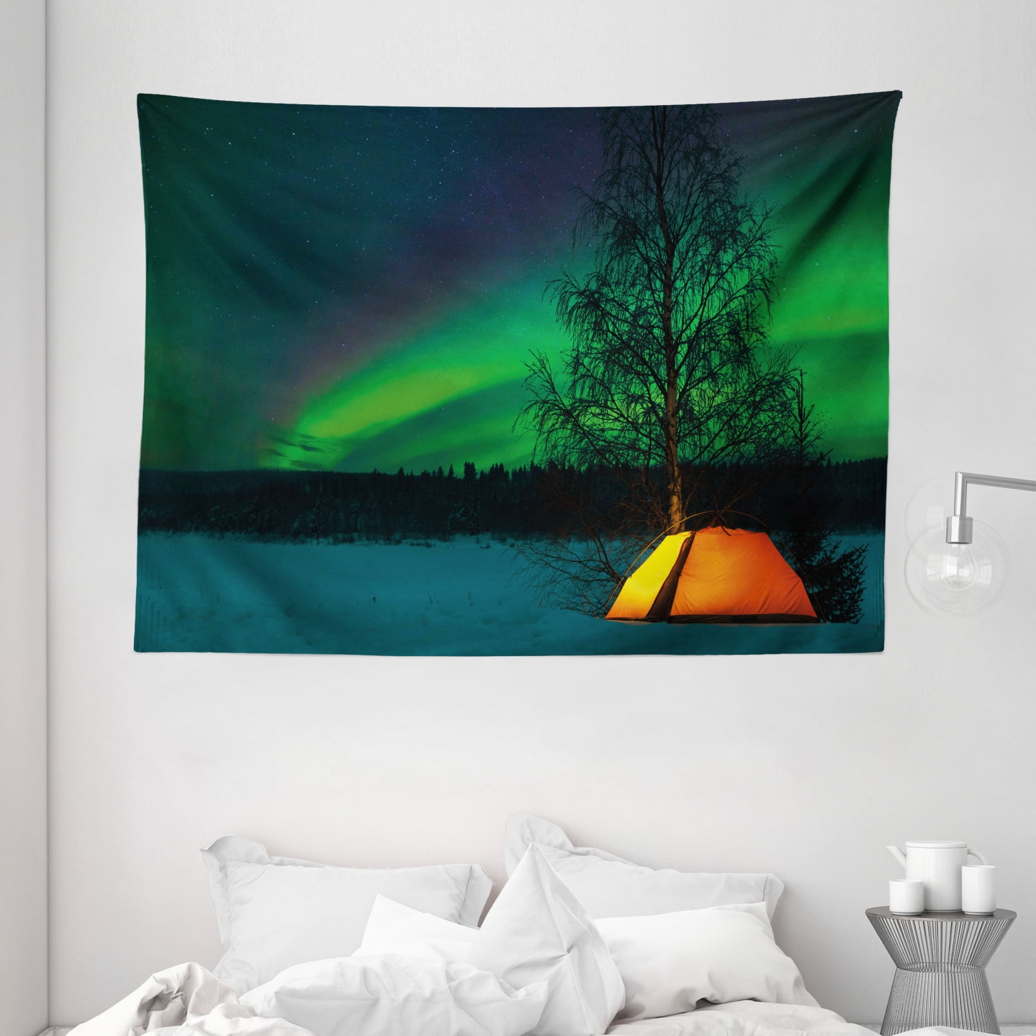 Northern Lights Tapestry, Camping Tent under Magnetic Field Nature ...