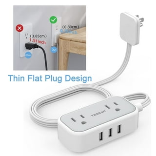 3-PACK - SlimLine 2235 Flat Plug Extension Cord, 2-Wire, White, 3-Foot ...