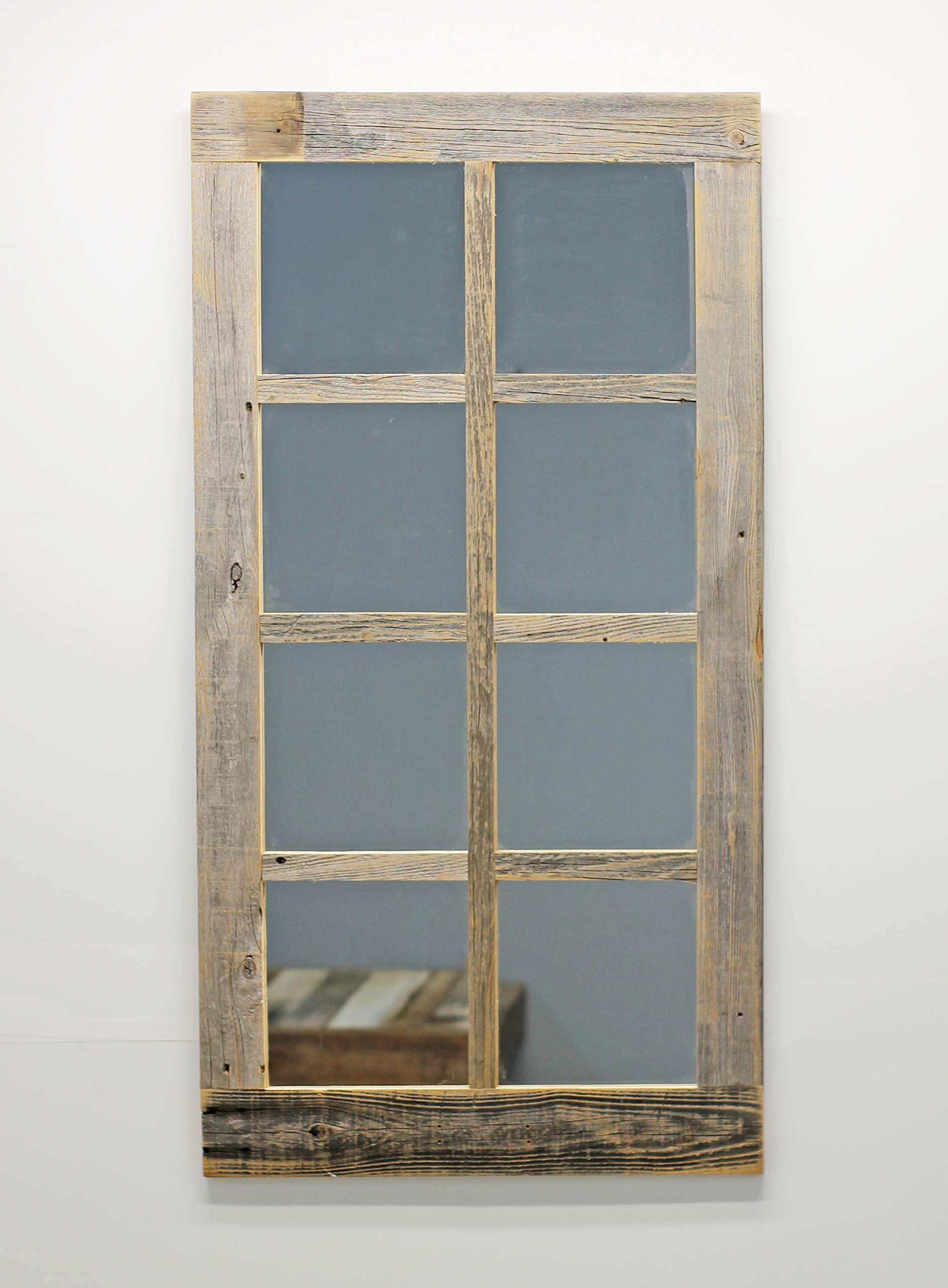 Large Windowpane Mirror 37.5 X 21.75 Inch Reclaimed Barn Wood ...