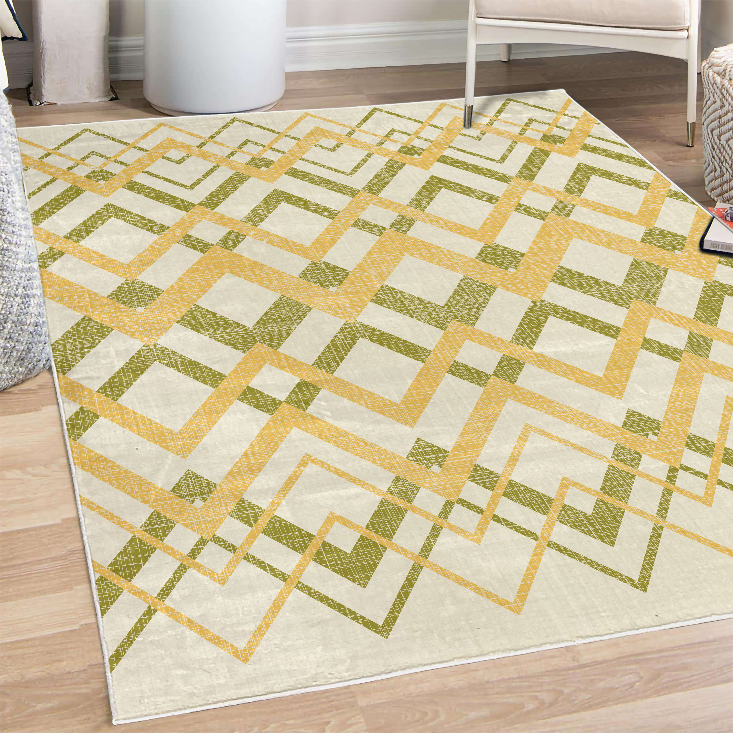 Chevron Decorative Rug, Vintage Overlapping Zigzag Lines Thin and Thick ...