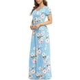 Asklazy Womens Short Sleeve Loose Plain Maxi Dresses Casual Long