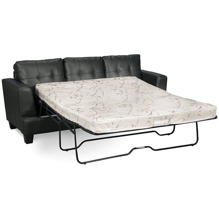 Black Leather Full Size Sleeper Sofa | Baci Living Room