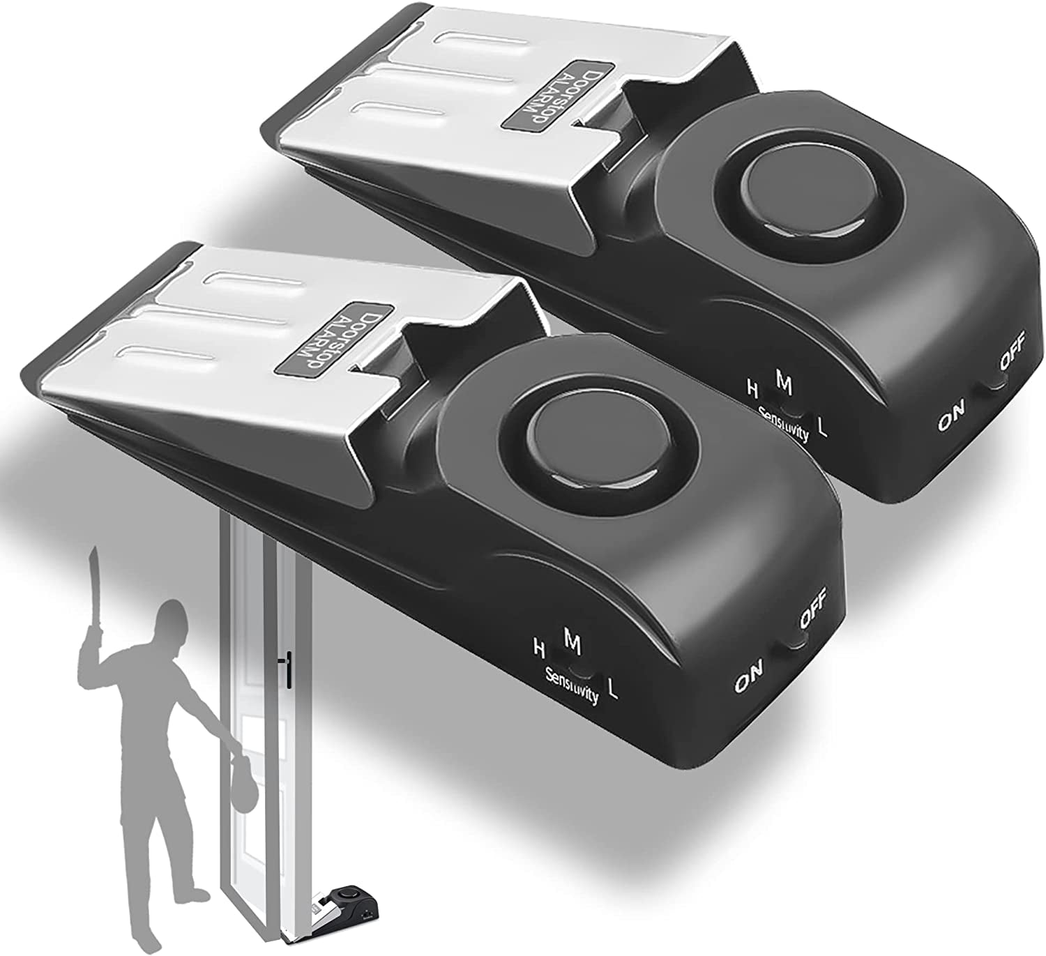 2 Pack Hanonwoven Door Stop Alarm, Door Alarm with 120dB Security Siren ...