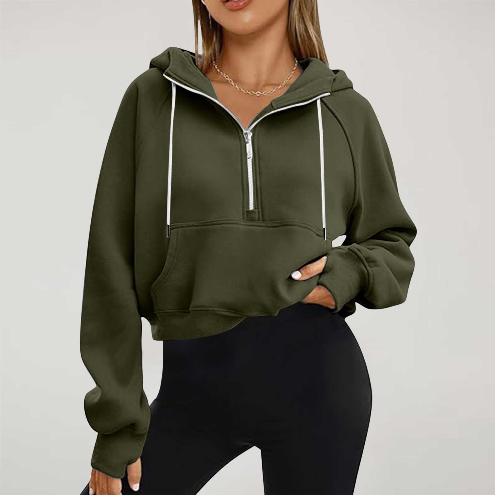 Click here for Sevevn Womens Half Zipper Sweatshirt Thumb Hoodie... prices