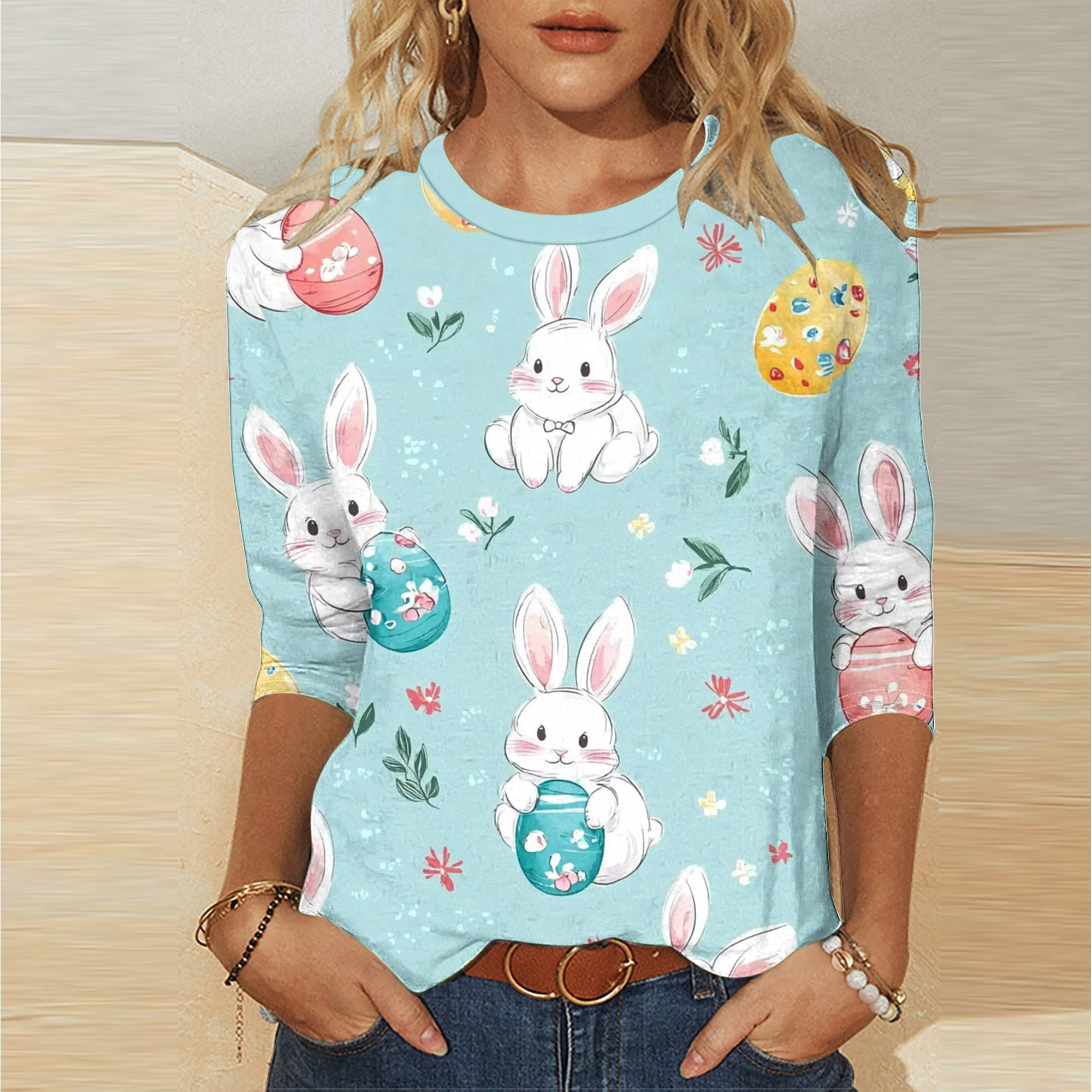 Click here for Nuoqisi Happy Easter Sweatshirt For Women Long Sle... prices