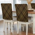 Brown Plaid Chair Back Covers Set of 4, Rustic Farmhouse Abstract ...
