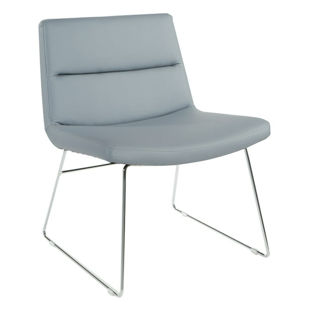Thompson Chair in Charcoal Gray Faux Leather with Chrome Sled Base ...