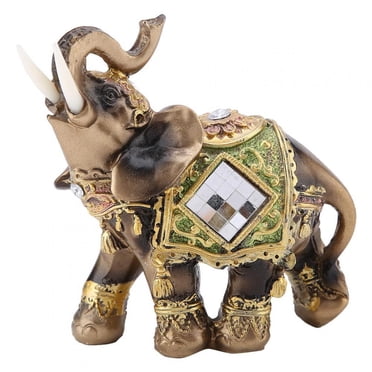 Feng Shui 7" Gold Elephant Trunk Statue Wealth Lucky Figurine Gift Home ...
