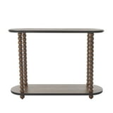 DecMode 47" x 34" Brown Wood Oval Spindle Console Table with Beaded ...