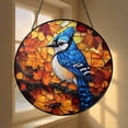 Nature Inspired Blue Jay Stained Glass Suncatcher Panel, Wildlife Bird ...