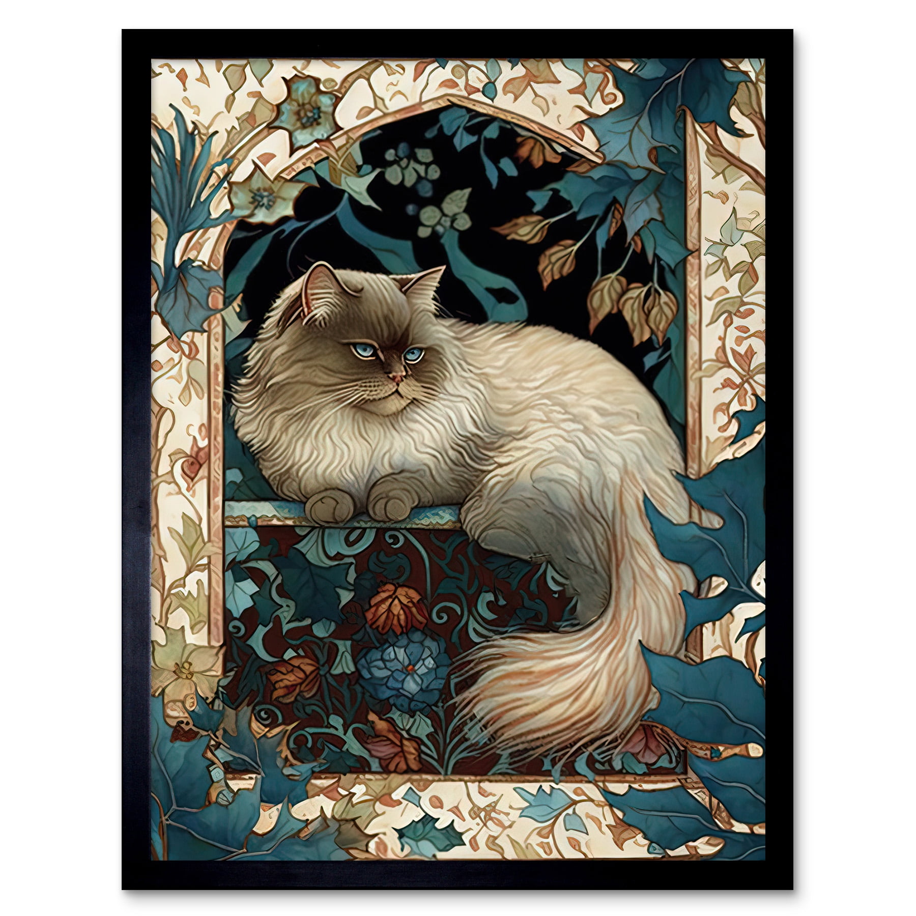 Perched Himalayan Persian Cat Modern Art Nouveau Illustration Art Print ...