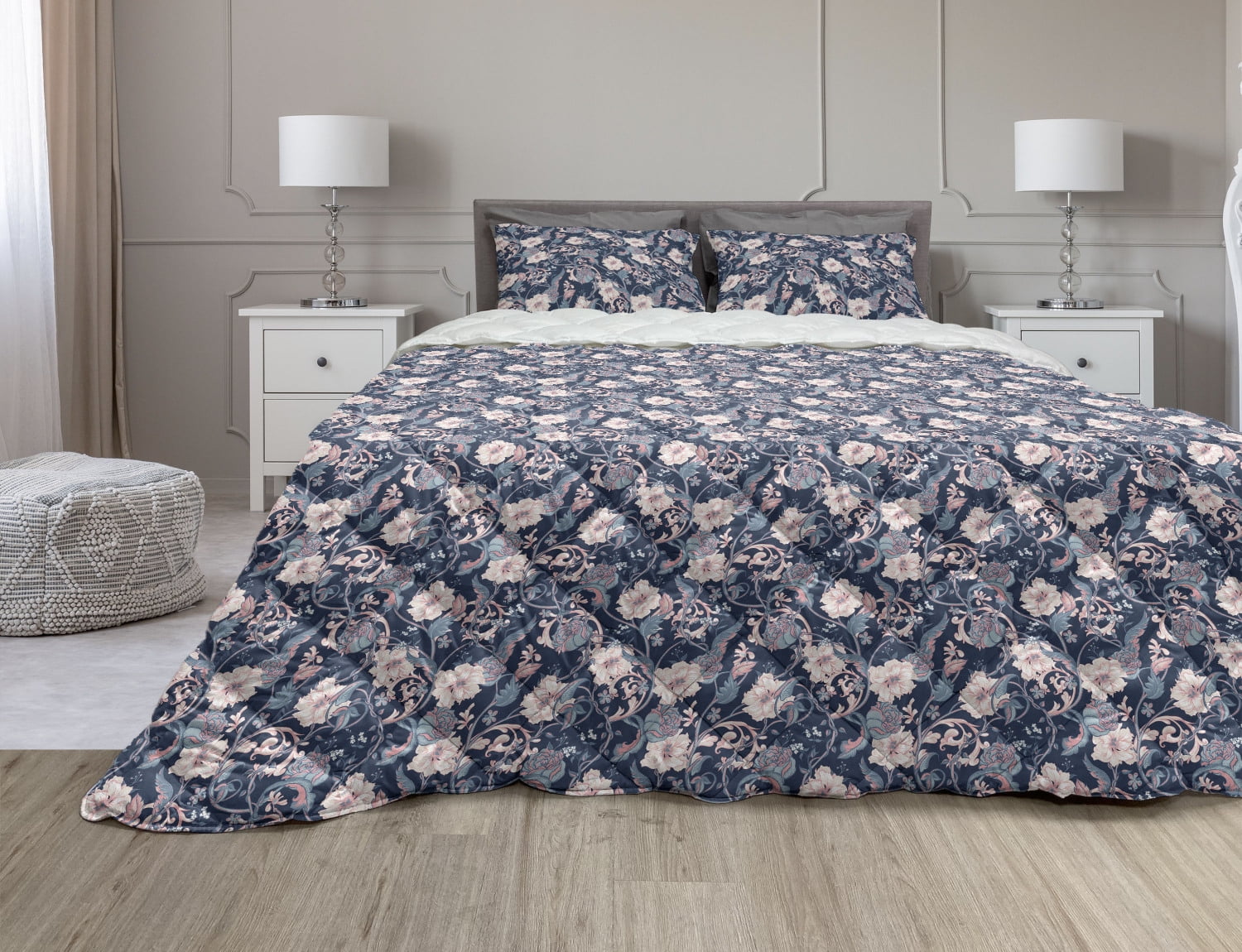 Victorian Comforter & Sham Bedding Set, Vintage Romantic Rose and ...