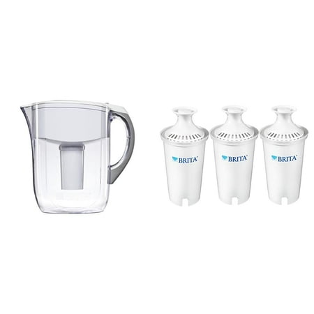 Brita Grand Water Filter Pitcher, with 1 Standard Filter, White, 10 Cup ...