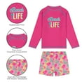 Girls Swim Set With Long Sleeve Rash Guard Swim Shorts Sunglasses Pink Beach Life 7 8