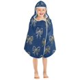 Blue Background Gold Bows Kids' Hooded Towel Wrap Bath Towels Bath Cape ...