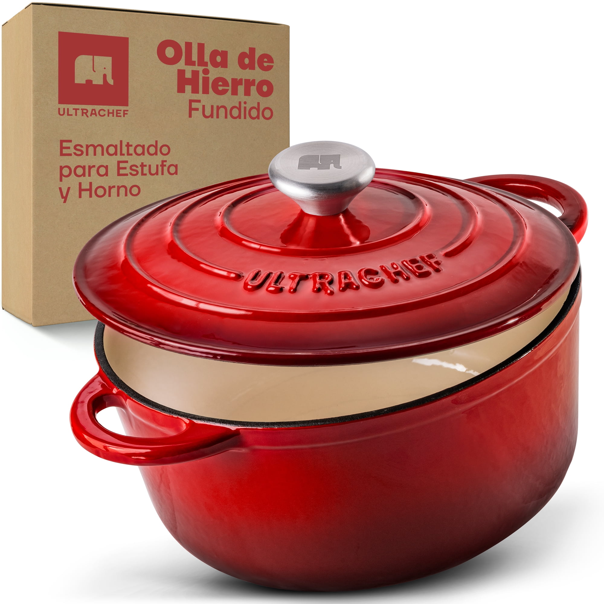 Ultrachef Olla de Hierro Fundido Esmaltado para Estufa y Horno | Horno Holandés Cubierto de ...