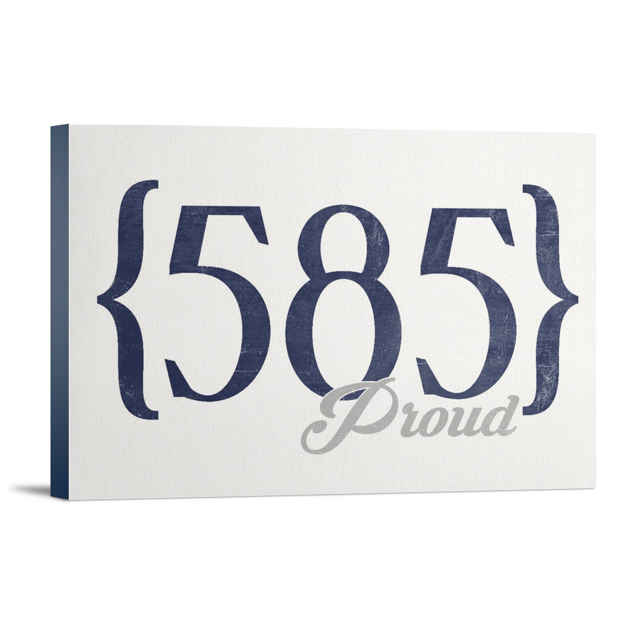 Rochester, New York, 585 Area Code (Blue), (12x18 Wrapped Canvas, Wall ...