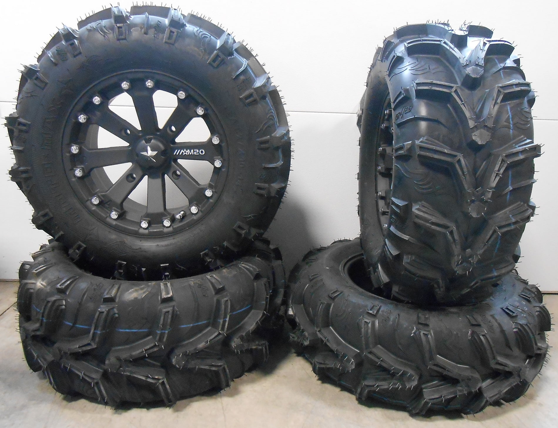 MSA Black Kore 14" UTV Wheels 27" MotoMax Tires Polaris RZR XP 1000 ...